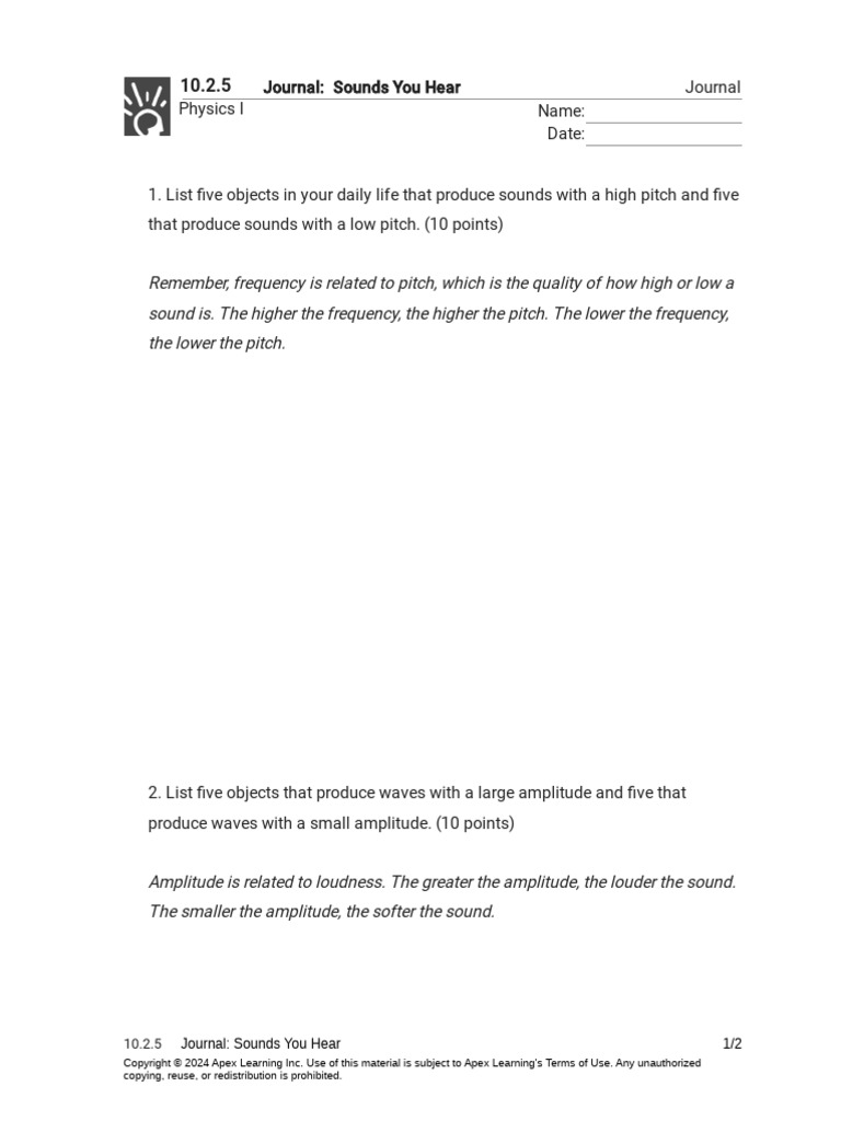 10.2.5 Journal - Sounds You Hear (Journal) | PDF