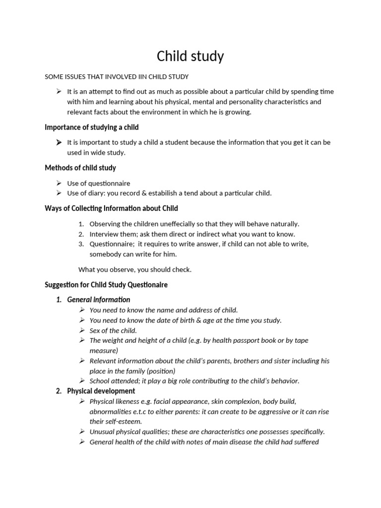 Child Study | PDF