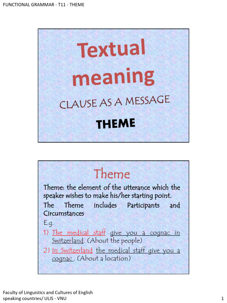 Understanding Theme in Functional Grammar | PDF | English Language ...