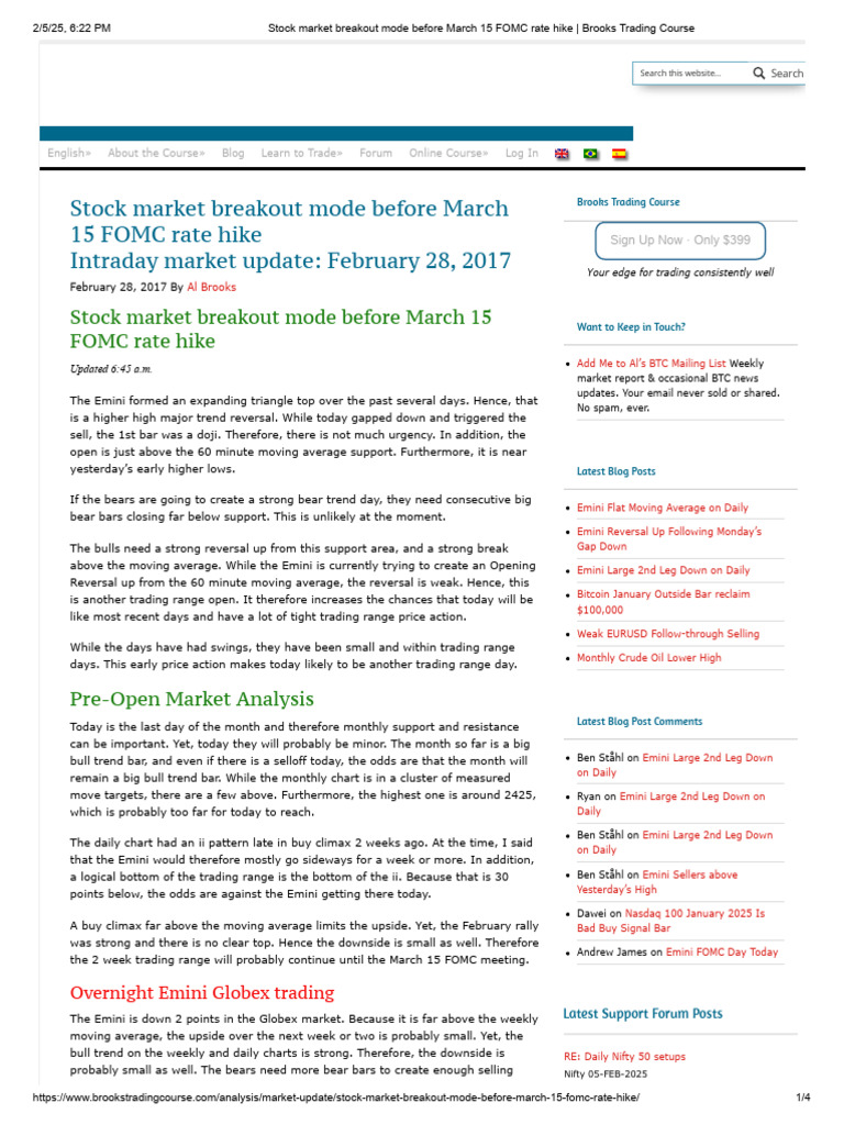 Stock Market Pre-FOMC Analysis | PDF | Day Trading | Futures Contract