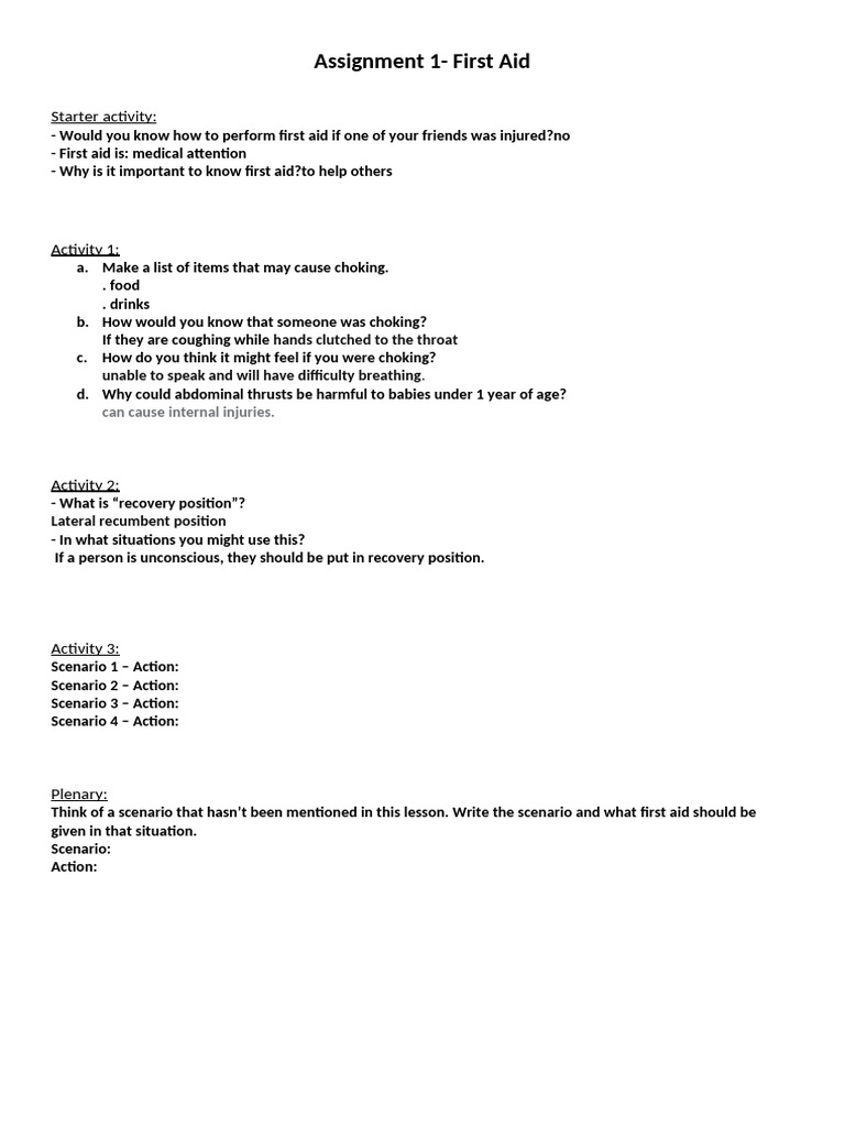 First Aid Basics and Scenarios | PDF