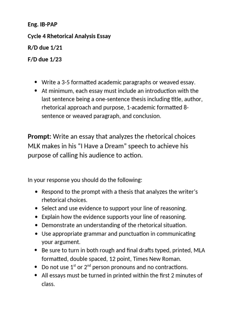 Cycle 4 Rhetorical Analysis Eng. IB-PAP Spr. 2025 | PDF