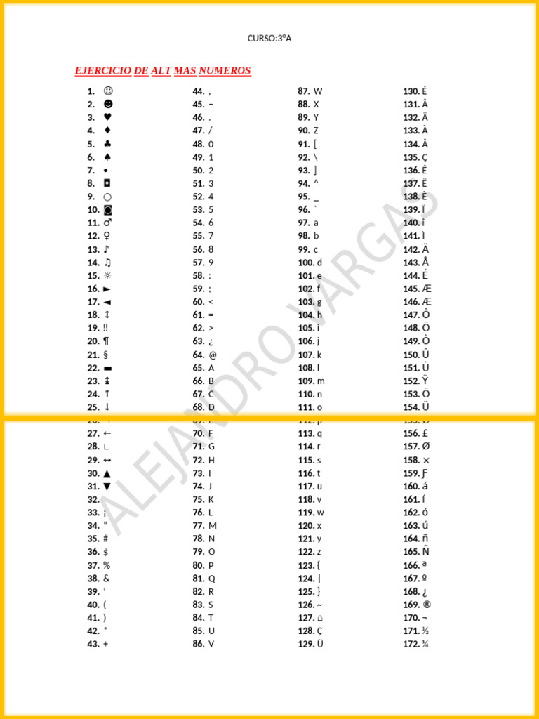 EJERCICIO DE ALT MAS NUMEROS | PDF