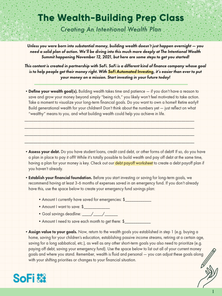 The Wealth Building Prep Class Worksheet | PDF | Interest | Investing