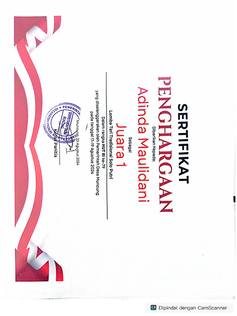 Sertifikat Tari Tradisional | PDF