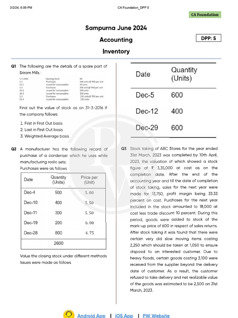 Inventory _ DPP 05 | PDF