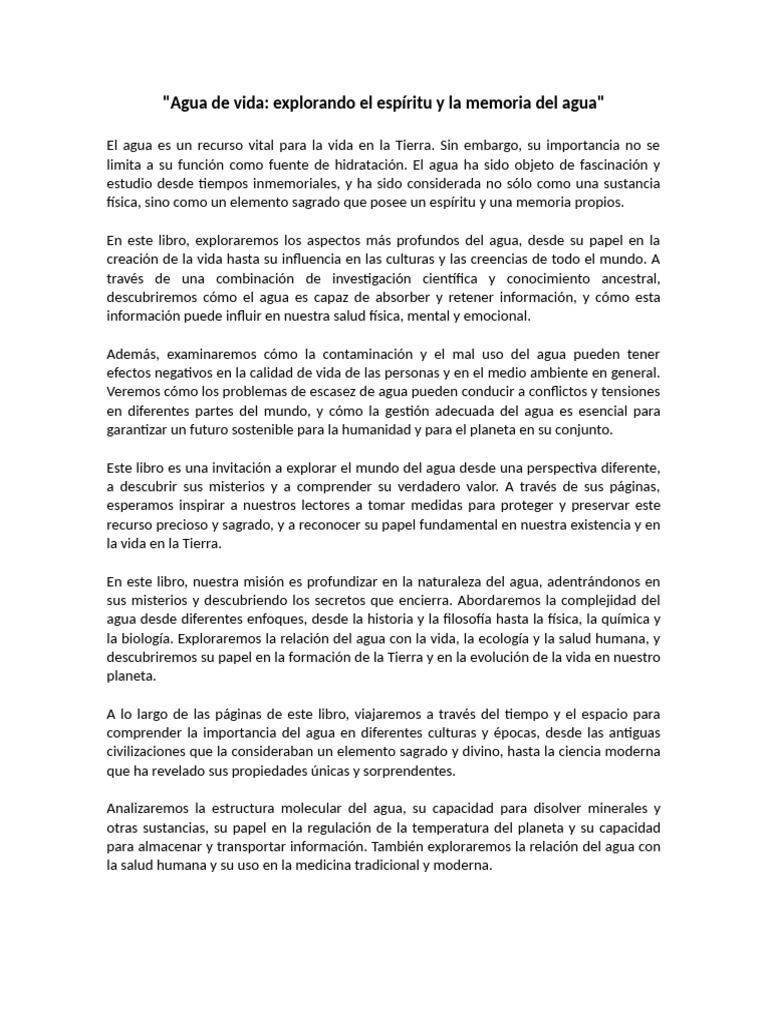 El espíritu y la memoria del agua | PDF | Agua | Vida