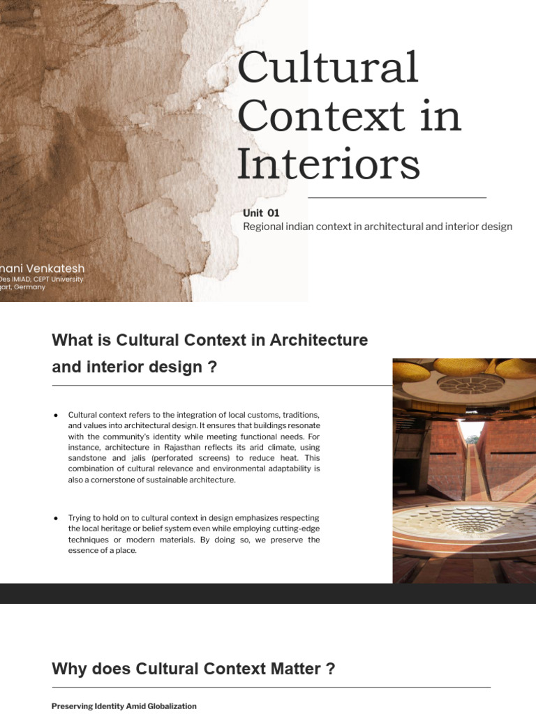 Cultural Context in Interiors - M.des ID - Y1S2 | PDF | Roof | Wall