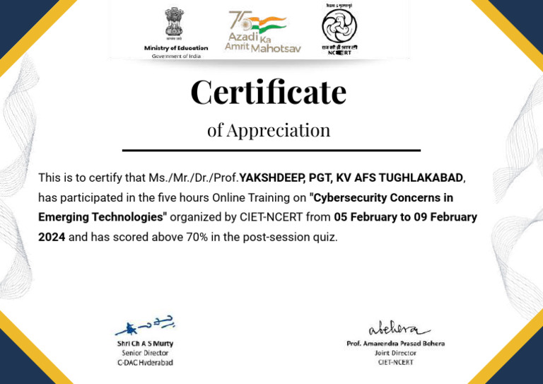 Cybersecurity Training Certificate 2024 | PDF