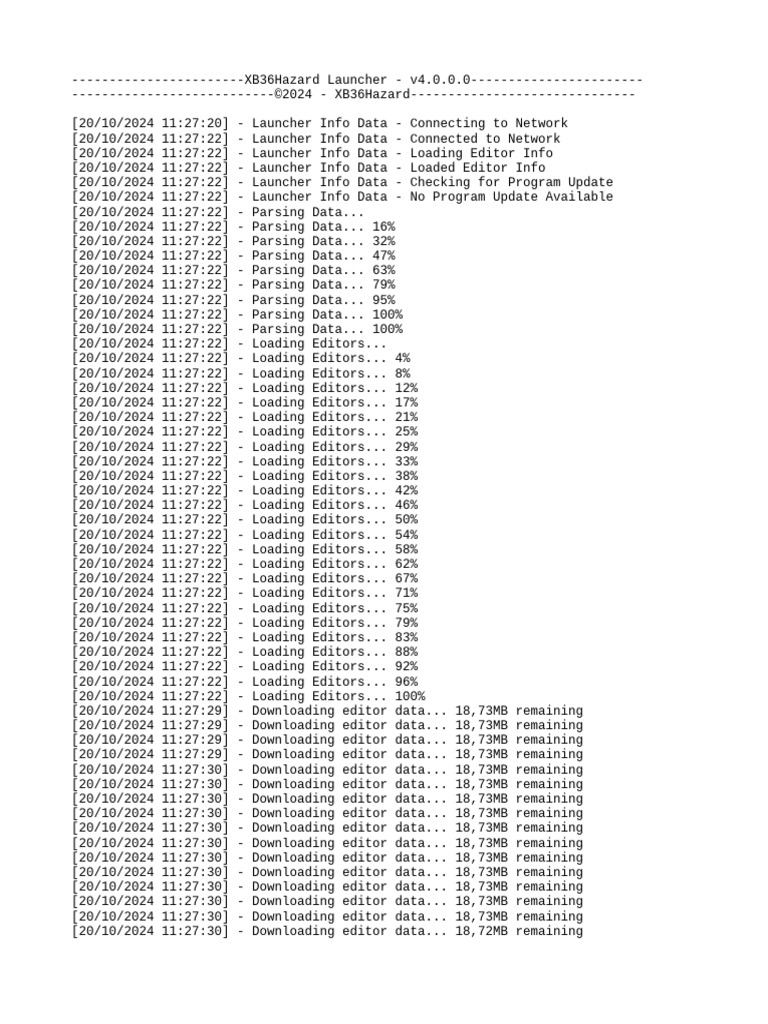 XB36Hazard Launcher - STARTUP LOG | PDF | Computing | Software