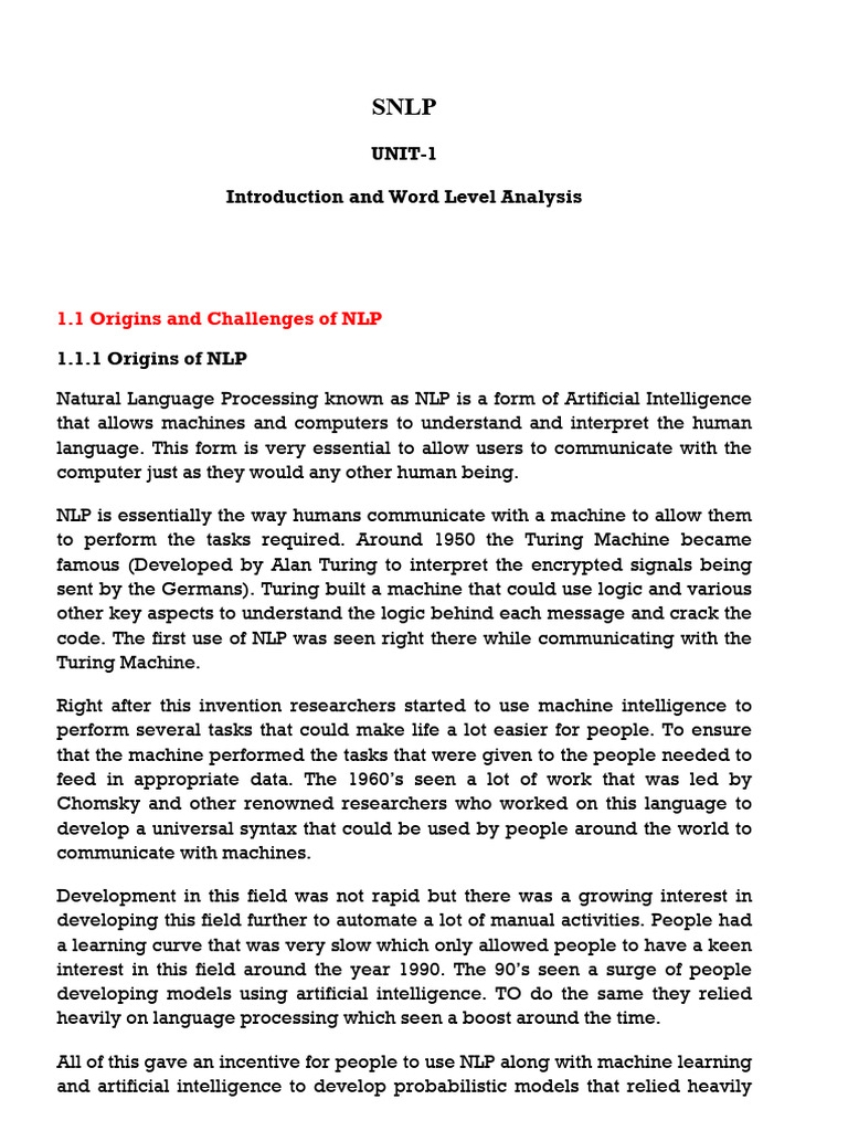 Unit1 SNLP Osmania University | PDF | Regular Expression | Morphology (Linguistics)