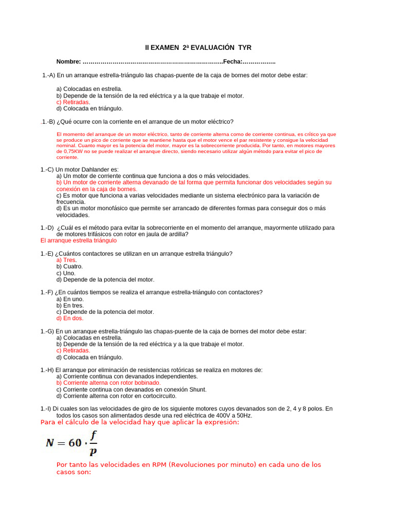Examen TEMA 7 3 Evaluación | PDF | Corriente eléctrica | Corriente alterna