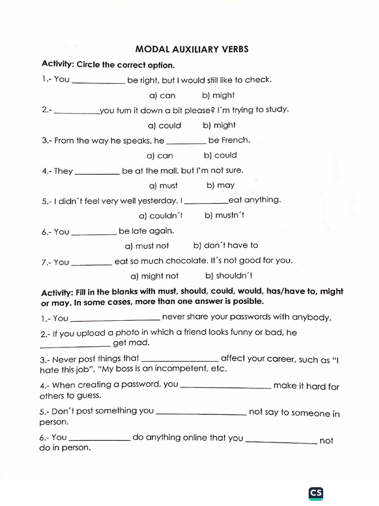 Modal Auxiliary Verbs | PDF