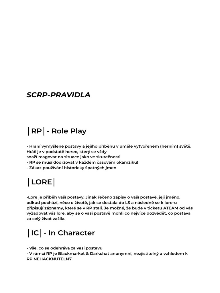SCRP RP Pravidla | PDF