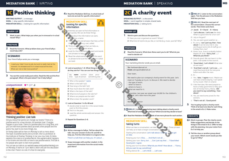 Speakout E3 A2P U2 - Mediation Bank | PDF