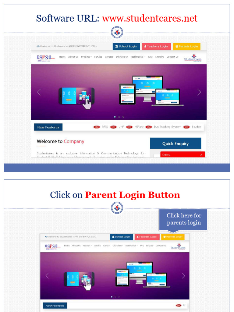 Parent Login Guide for StudentCares | PDF