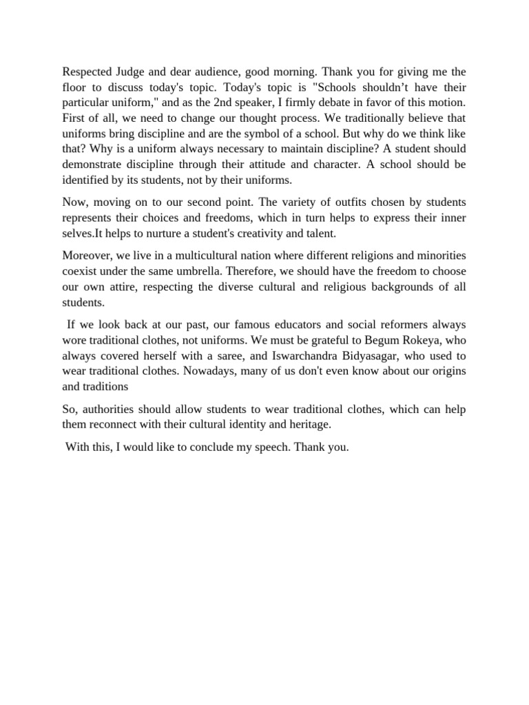 Respected Judge and Dear Audience | PDF