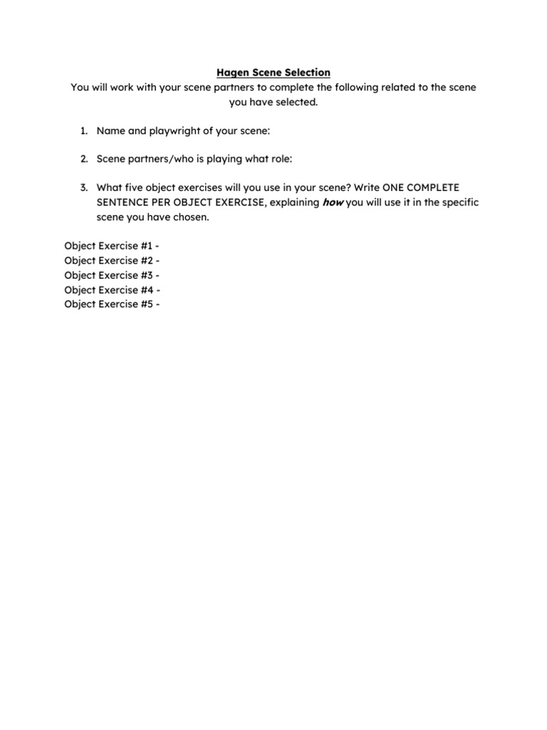 Hagen Scene Selection Guide | PDF