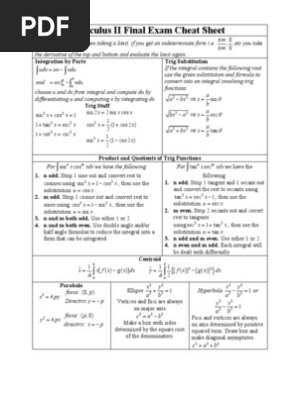 Calculus 2 Cheat Sheet