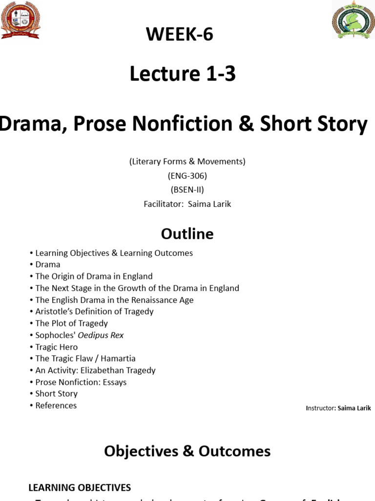 (W-6) Lect 1-3 Drama- Prose Nonfiction - Short Story (LFM- BSEN-II- FASS- SAU).pptx | PDF ...