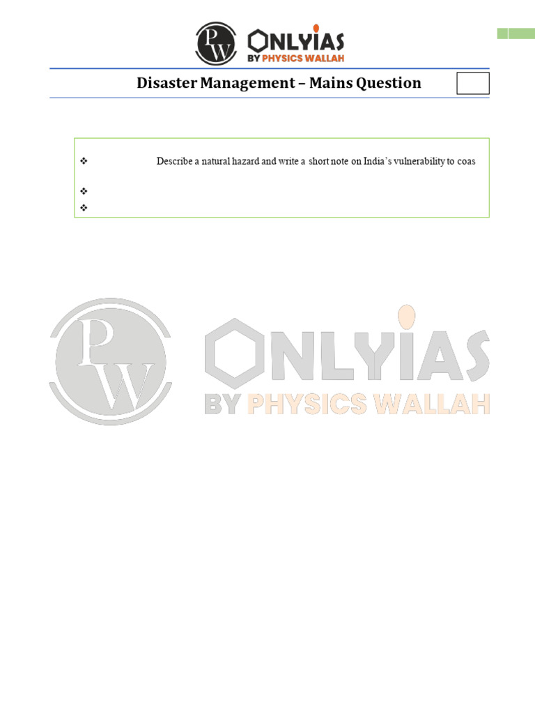 Disaster Management 03 - Mains Question | PDF | Natural Disasters | Coast