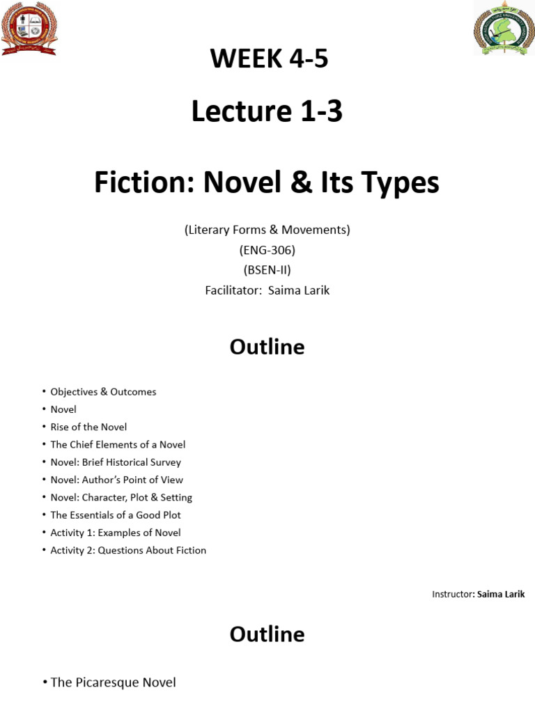 (w 4-5) Lect 1-3 Fiction_novel (Lfm- Bsen-II- Fass- Sau).Pptx | PDF | Novels | Novella