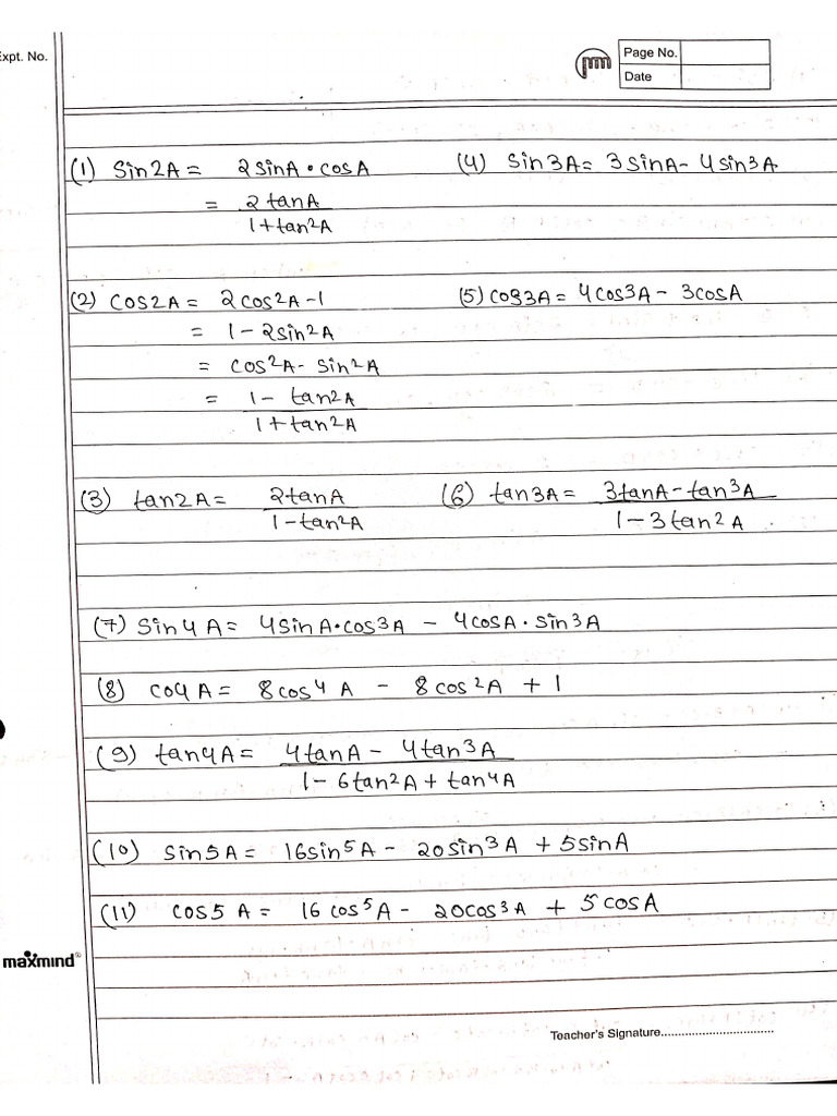 Trigo all imp formula | PDF