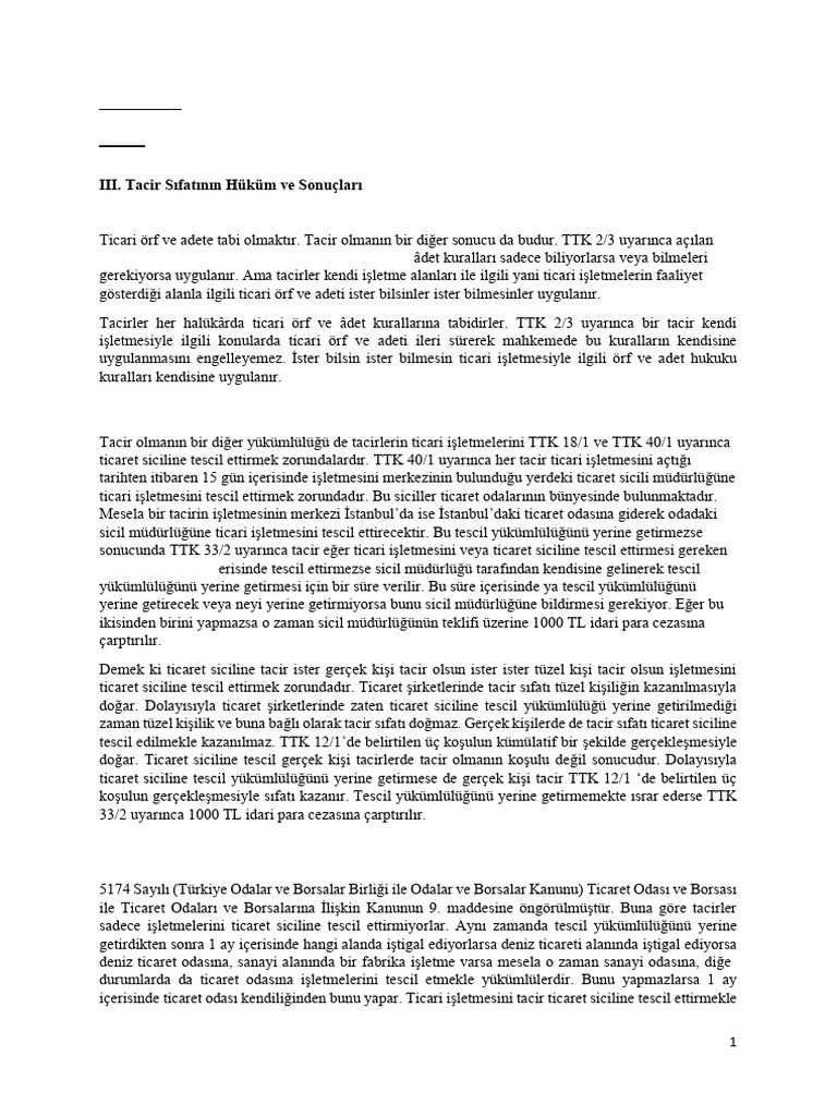 Ticari Işletme Hukuku Güz Vize Sonrası 2021 | PDF