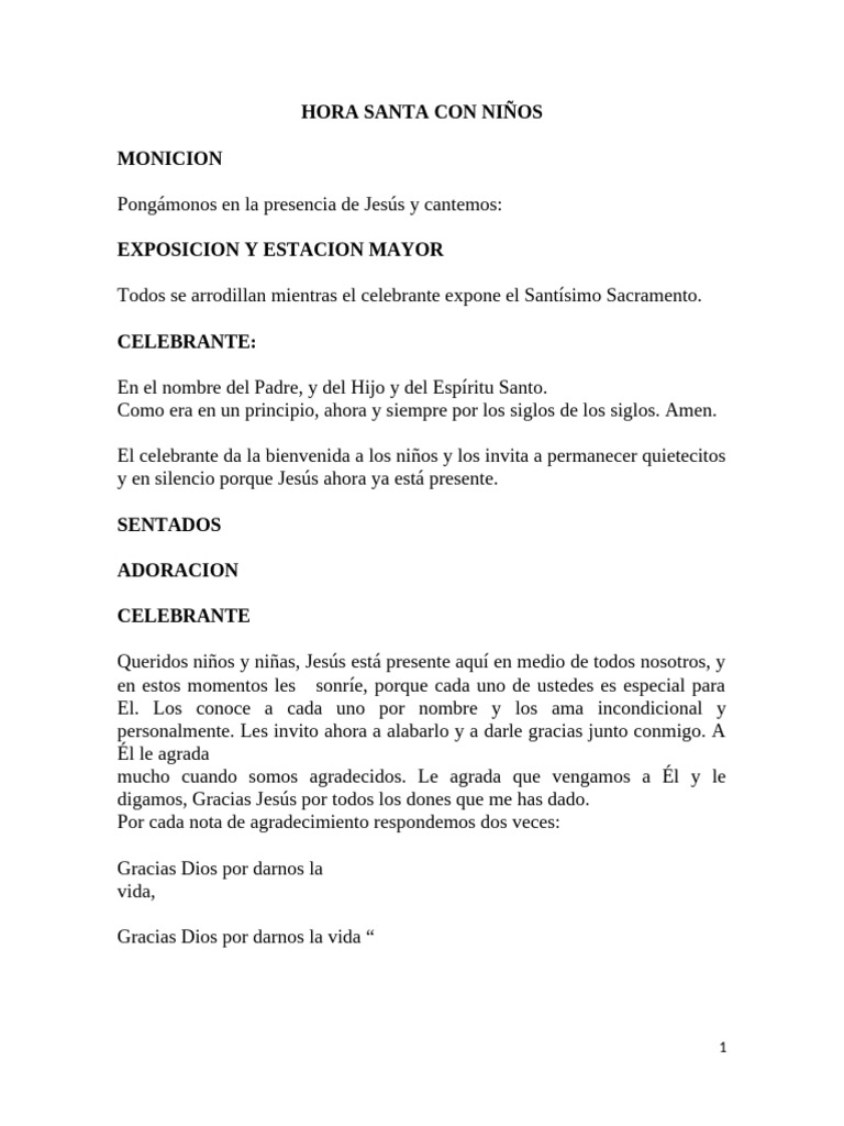 Hora Santa Con Niños | PDF | Oración | eucaristía