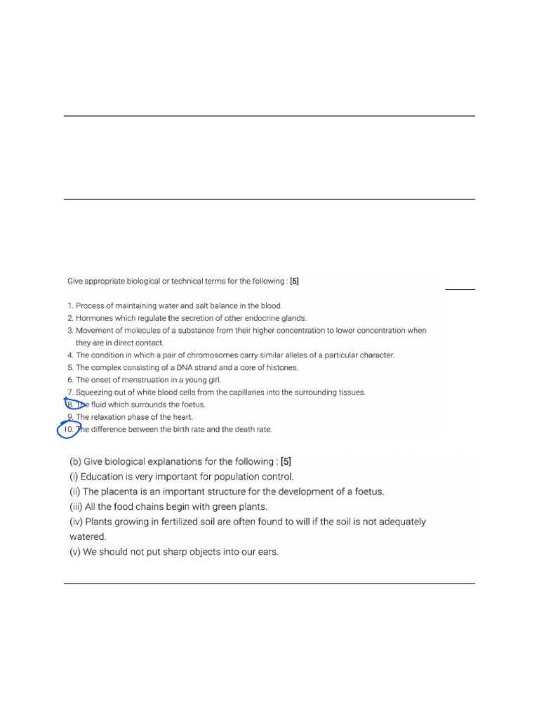ICSE 2024 PREPREBOARDS EXAM - BIOLOGY SECTION B | PDF
