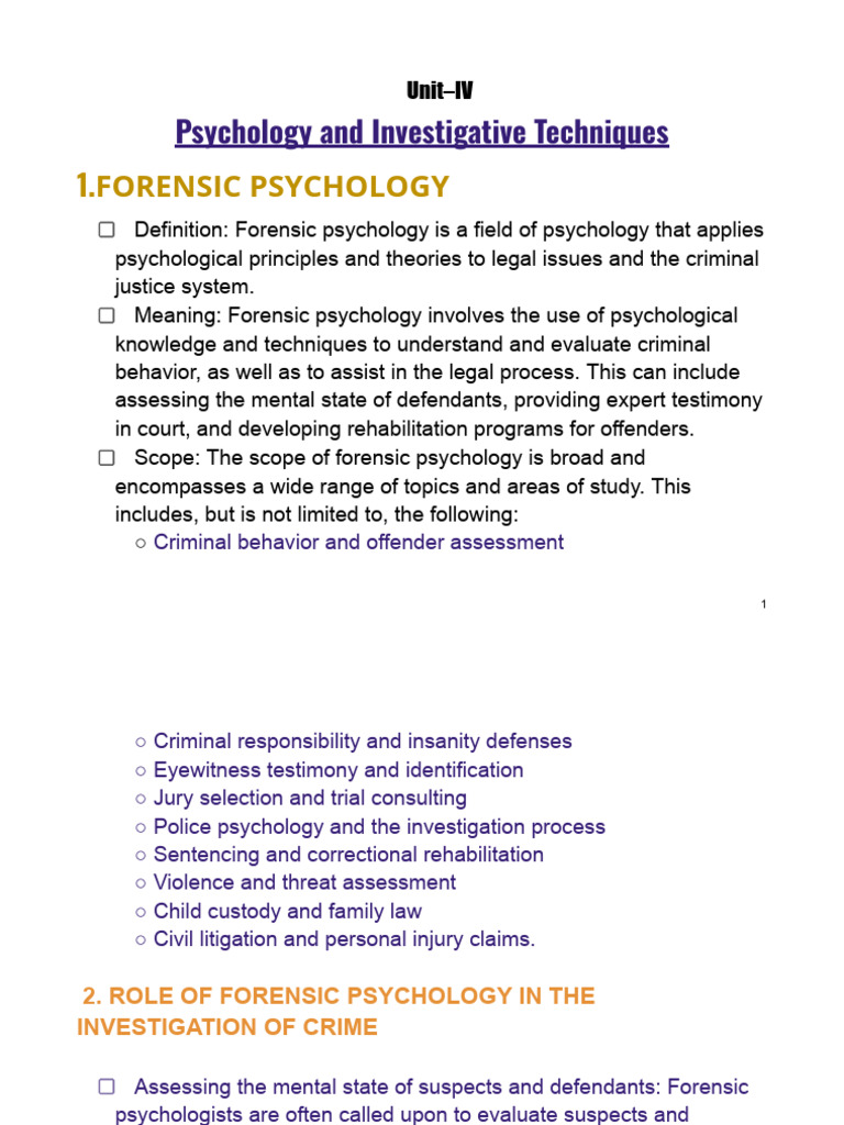 Forensic Psychology in Crime Investigation | PDF | Crimes | Crime ...