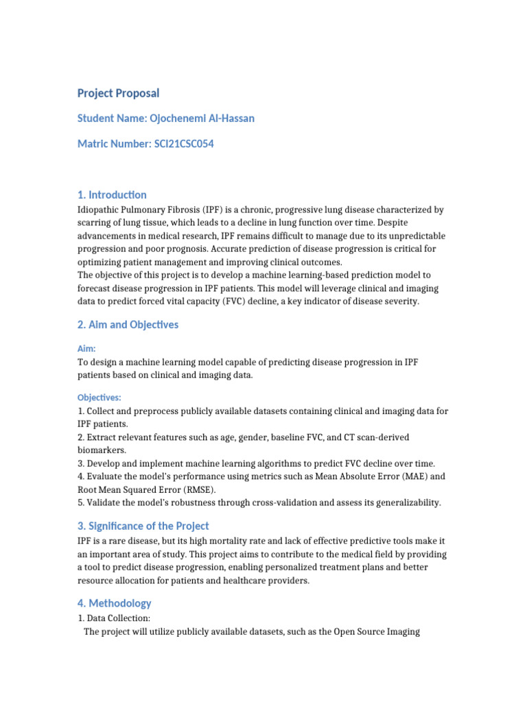 IPF Project Proposal Ojochenemi Al-Hassan | PDF | Machine Learning