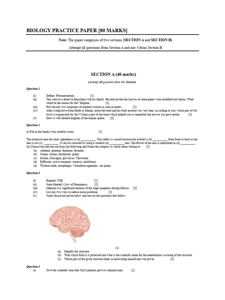 Biology Paper Practice 1 | PDF | Hormone | Biology
