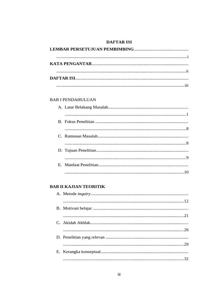 Daftar Isi Proposal | PDF