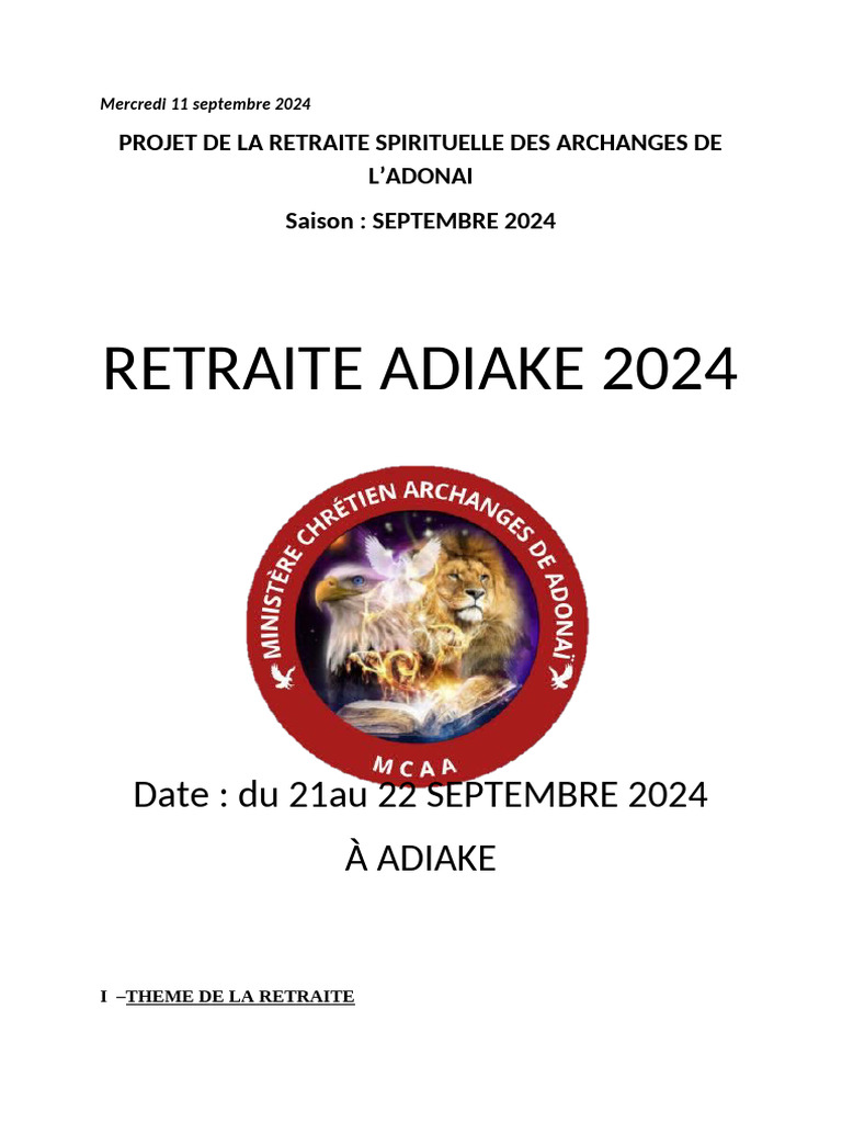 Retraite Spirituelle à Adiake 2024 | PDF | Spiritualité
