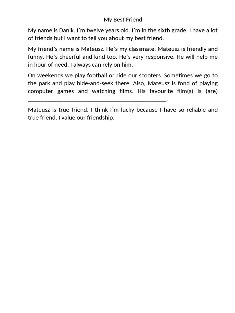 My Best Friend | PDF