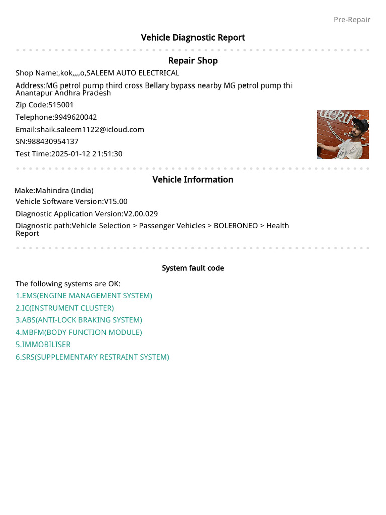 Mahindra Vehicle Diagnostic Report | PDF