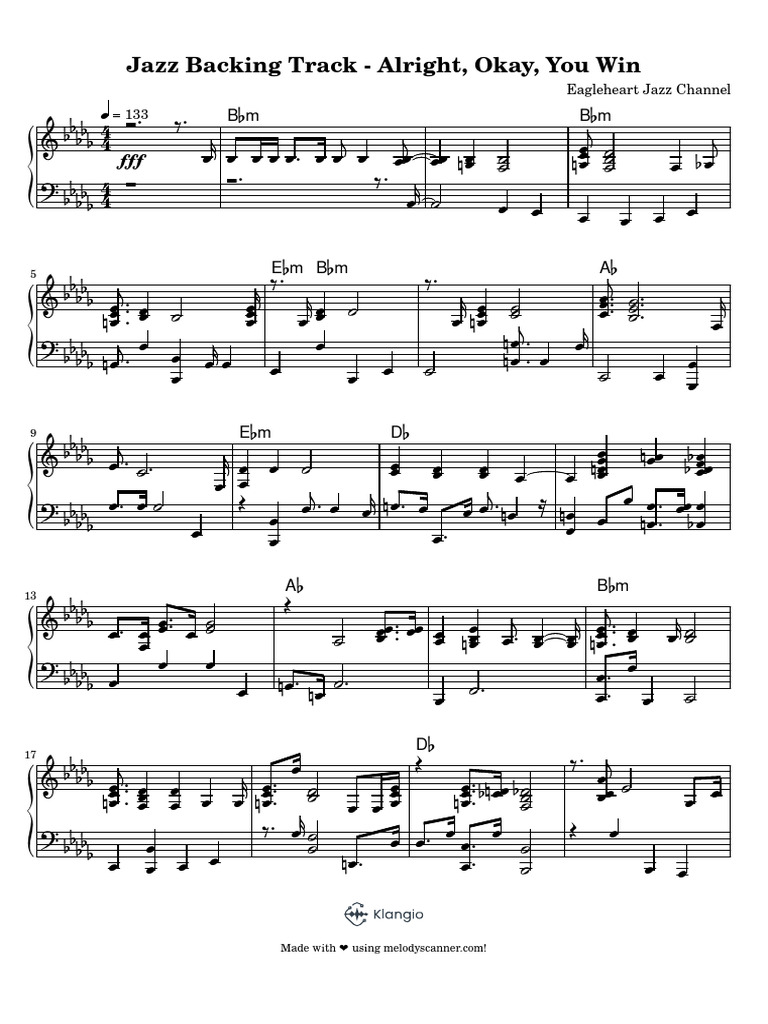 Jazz Backing Track - Alright, Okay, You Win | PDF