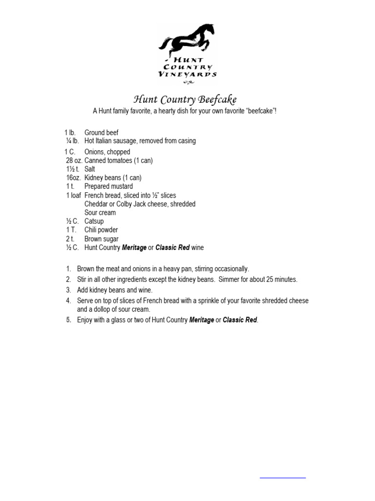 Beefcake Dish Recipe with Wine Pairing | PDF