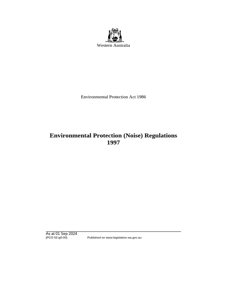 WA Environmental Noise Regulations 1997 | PDF | Sound | Acoustics