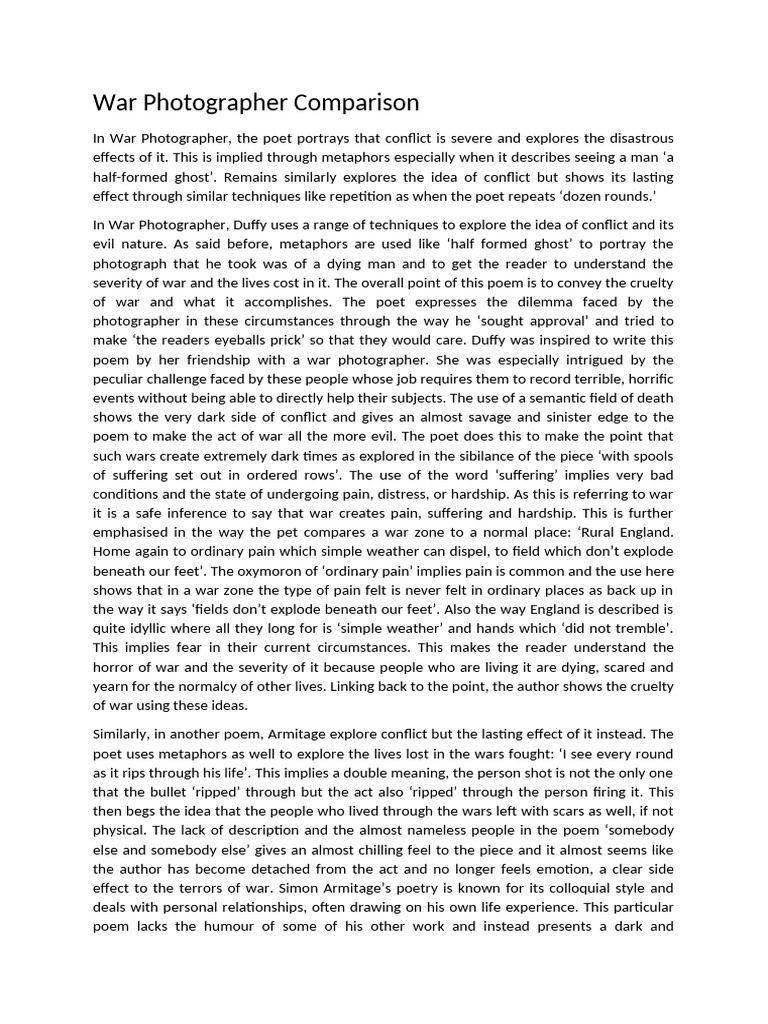 War Photographer Comparison DJeff 1i8uuhk | PDF | Poetry
