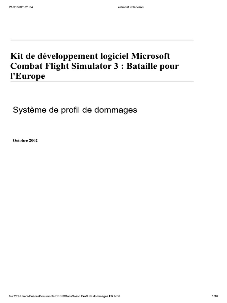 Avion Profil de Dommages FR | PDF