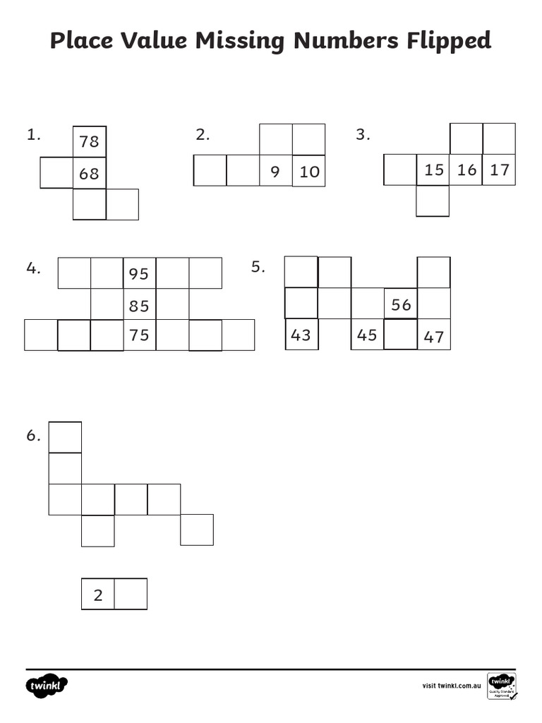 Au Hu 1647990542 Place Value Missing Numbers Flipped Worksheets - Ver - 1 | PDF