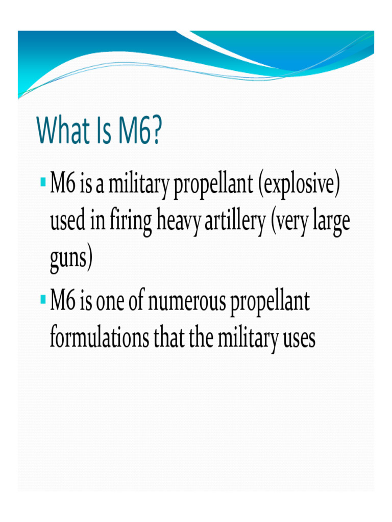 M6 Propellant Fact Sheet | PDF | Gun | Military Technology