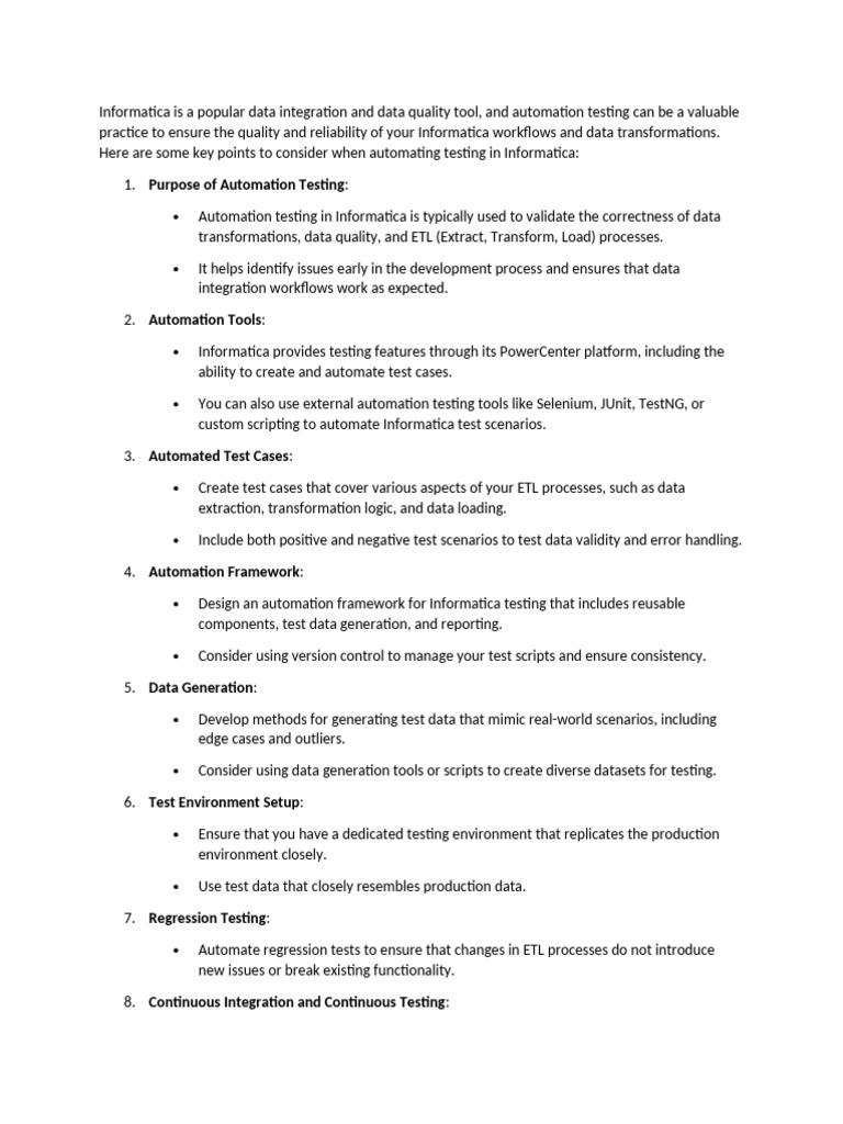 Informatica As Automation Tool | PDF | Automation | Software Testing