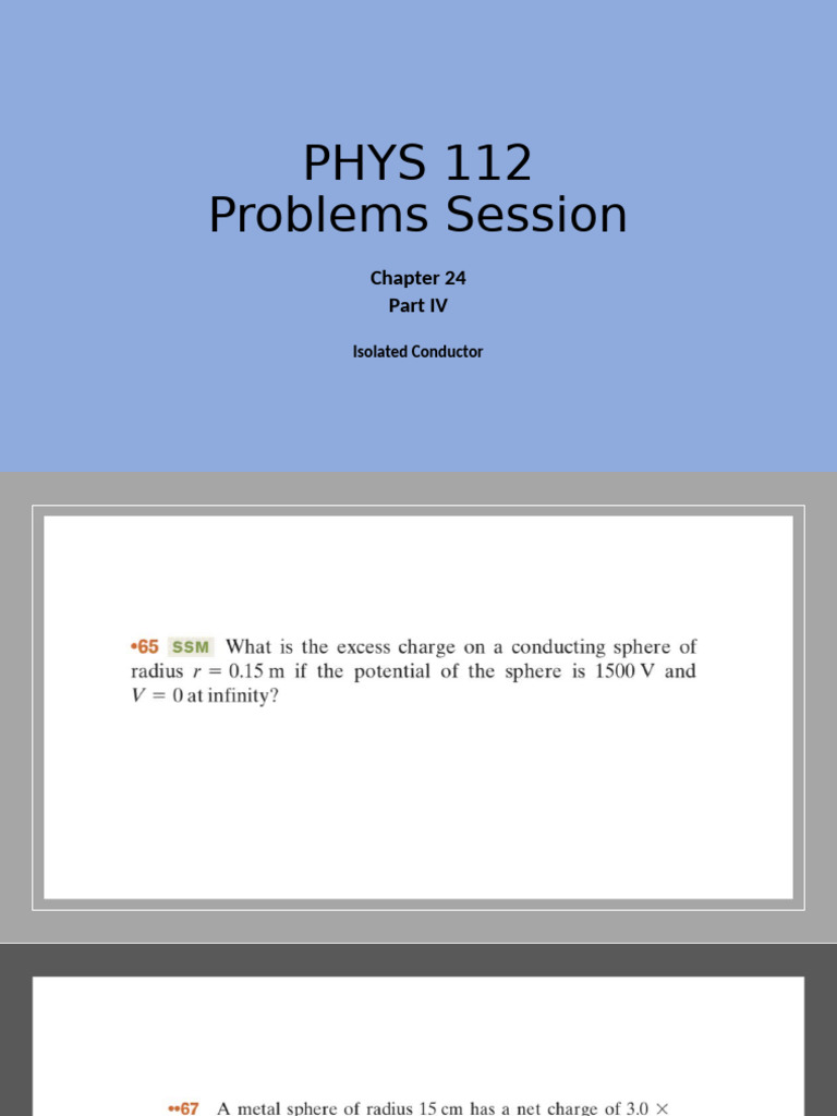 Problems Session 24-IV Isolated Conductor | PDF