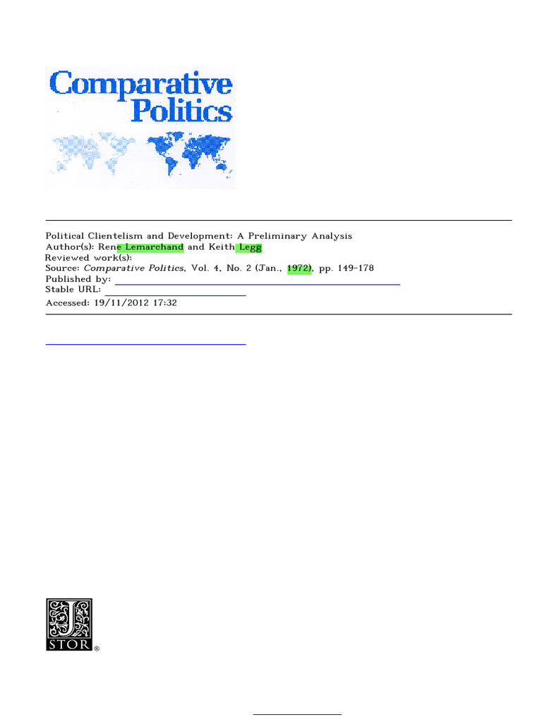 Political Clientelism and Development - Rene Lemarchand and Keith | PDF