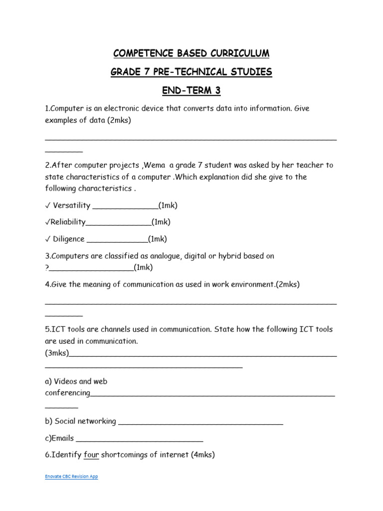 GRADE 7 PRE -TECH | PDF | Educational Technology | Communication