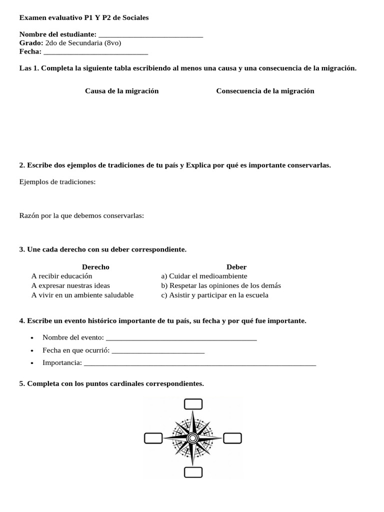 Examen Evaluativo P1 Y P2 de Sociales | PDF | República | República ...