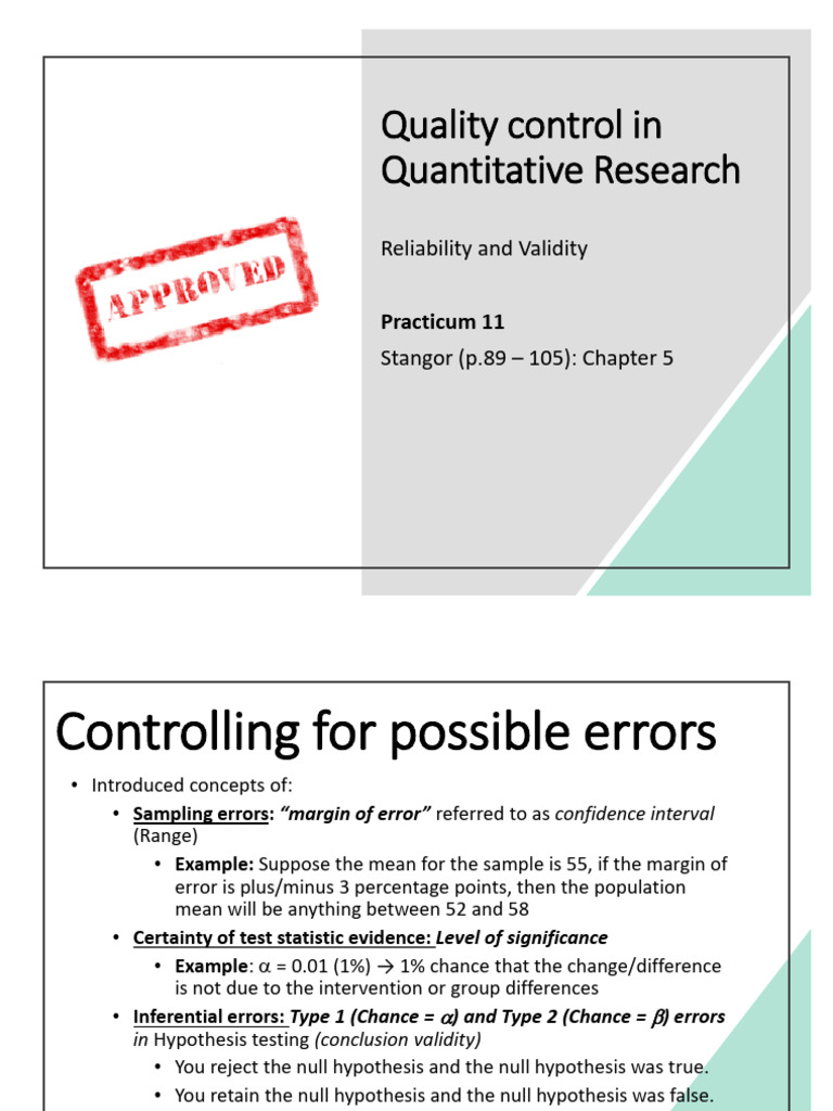11.1 - Reliability & Validity 2022 | PDF | Observational Error | Validity (Statistics)